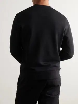 Moncler Appliquéd Logo-flocked Cotton-jersey Sweatshirt - Black