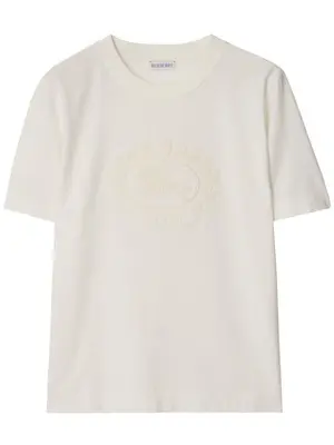 Burberry Logo-embroidered T-shirt - Neutrals