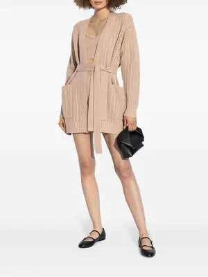 Max Mara Perforated Knit Wool-cashmere Cardigan - Neutrals