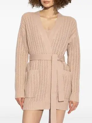 Max Mara Perforated Knit Wool-cashmere Cardigan - Neutrals