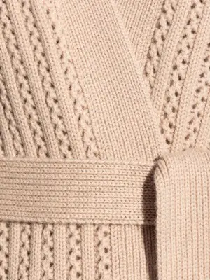 Max Mara Perforated Knit Wool-cashmere Cardigan - Neutrals