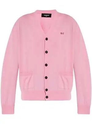 Dsquared2 Logo Patch V-neck Cardigan - Pink