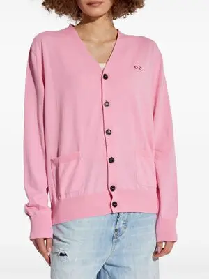 Dsquared2 Logo Patch V-neck Cardigan - Pink