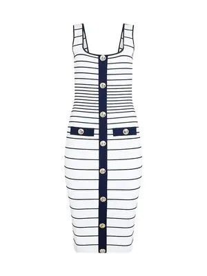 Retrofete Women's Lyle Dress - White Metallic Navy  - White Metallic Navy