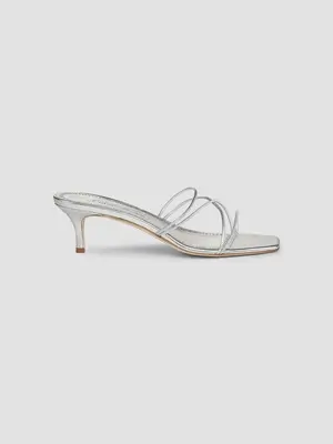 Manolo Blahnik Ninfemu 50mm Leather Strappy Sandals - Silver