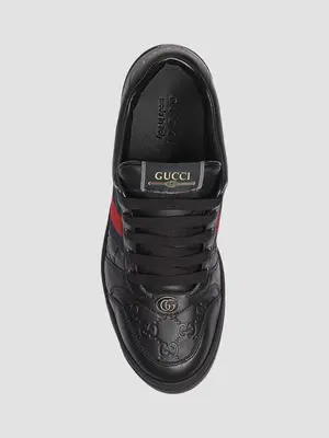 Gucci Screener Embossed-leather Sneakers