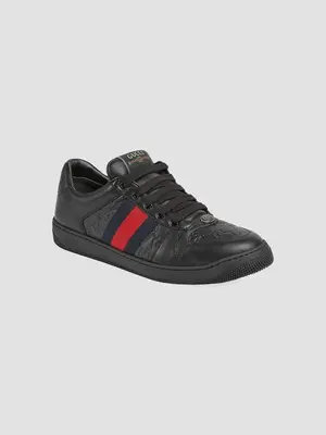 Gucci Screener Embossed-leather Sneakers