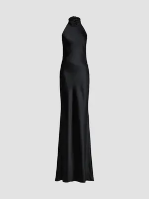 Ralph Lauren Chilton Satin Halter Gown - Black