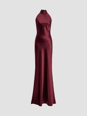 Ralph Lauren Chilton Satin Halter Gown - Red