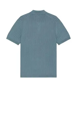 Theory Ribbed Polo In Blue - Dark Rainstorm