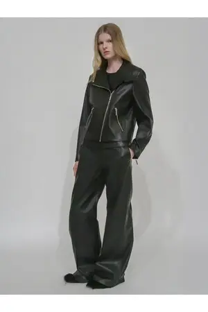 Rosetta Getty Funnel Neck Plonge Moto Jacket
