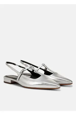 Vince Iliana Metallic Leather Slingback Flat - Silver