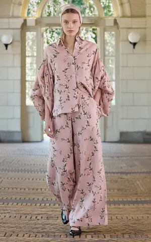 Agua Bendita Catania Floral Linen Wide-leg Pants Only