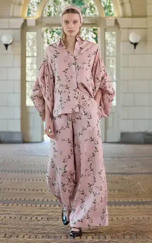 Agua Bendita Catania Floral Linen Wide-leg Pants Only