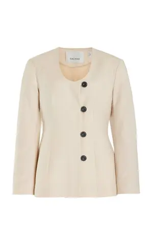 HOUSE OF DAGMAR Collarless Wool-blend Blazer