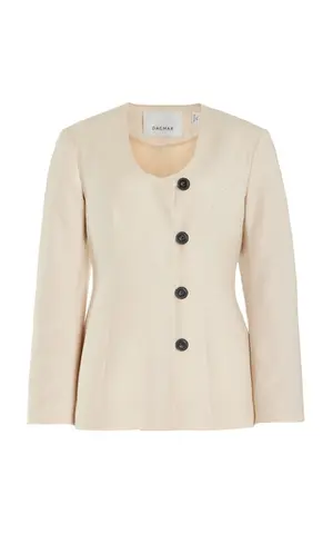 HOUSE OF DAGMAR Collarless Wool-blend Blazer