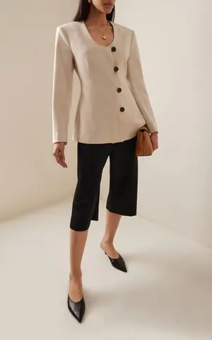 HOUSE OF DAGMAR Collarless Wool-blend Blazer