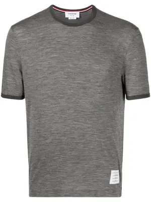 Thom Browne Ringer Cotton T-shirt - Grey