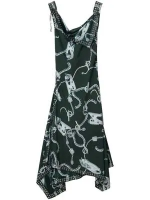 Burberry Knight Hardware-print Midi Dress - Silver