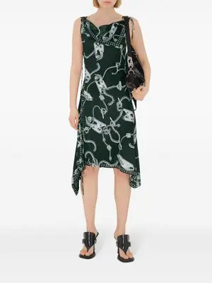 Burberry Knight Hardware-print Midi Dress - Silver