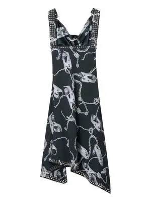 Burberry Knight Hardware-print Midi Dress - Silver