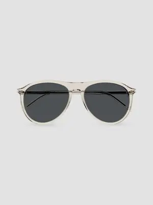 Saint Laurent Thin Acetate 56mm Pilot Sunglasses