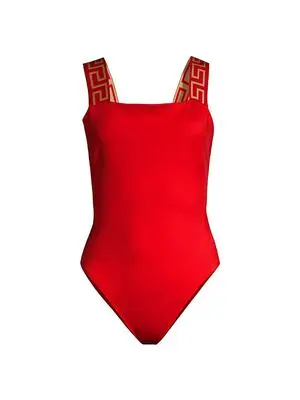 Versace La Greca One-piece Swimsuit Red