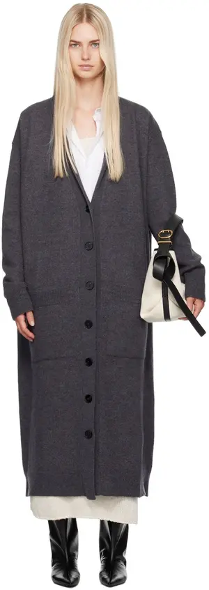 JIL SANDER Jil Sander Gray Long Cardigan 032 Ash Grey