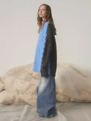 Stella McCartney Bicolor Alpaca Blend Turtleneck Sweater - Blue