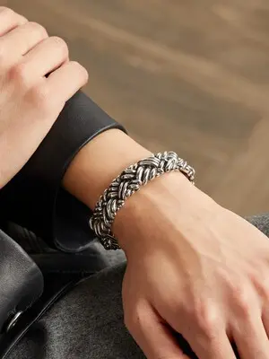 Bottega Veneta Engraved Sterling Cuff