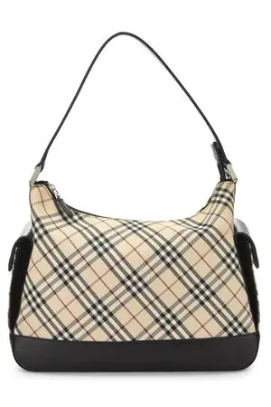 Burberry Check Jacquard Tote Small Beige