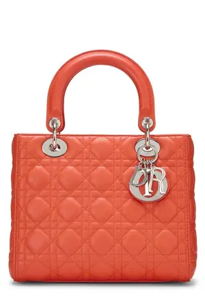 Dior Cannage Quilted Lambskin Lady - Orange