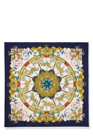 Hermès Multicolor 'luna Park' Silk Scarf 90 - Navy