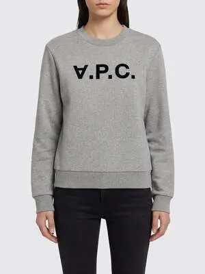 A.p.c. Organic Cotton Contrast Logo Crewneck Sweatshirt - Grey