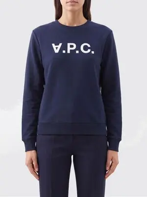 A.p.c. Organic Cotton Contrast Logo Crewneck Sweatshirt - Navy