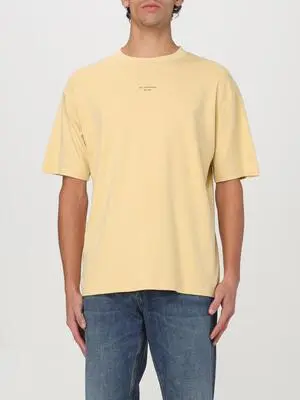 Drole De Monsieur Cotton T-shirt With Contrasting Logo And Dropped Shoulders Yellow