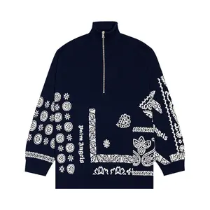 Palm Angels Jacquard Bandana Half Zip Pullover