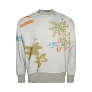 Palm Angels Neon Palm Crewneck Sweatshirt - White