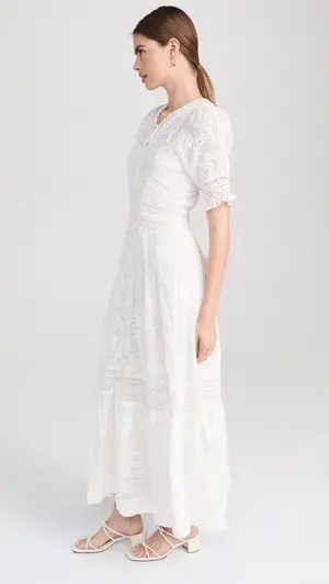 LoveShackFancy Minka Broderie Anglaise Dress - True White