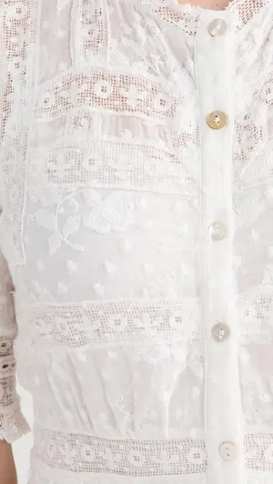 LoveShackFancy Minka Broderie Anglaise Dress - True White