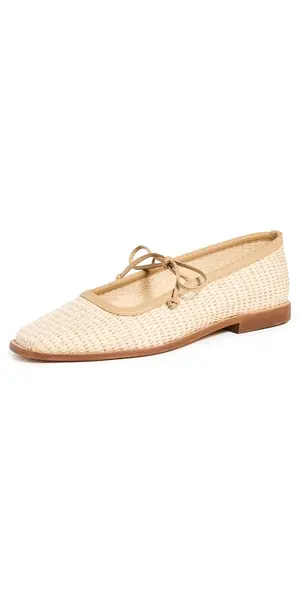 Kaanas Lexie Basketweave Ballerina Flats - Natural