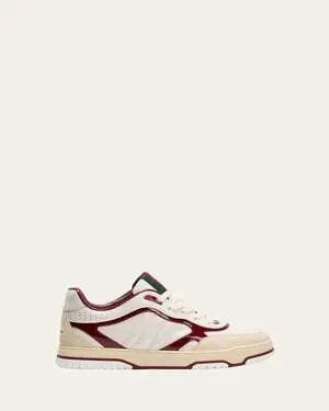 Gucci Re-web Suede And Calf Patent Leather Sneakers - White/dark Red