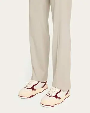 Gucci Re-web Suede And Calf Patent Leather Sneakers - White/dark Red