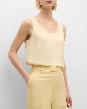 Lafayette 148 New York Finnley Scoop Neck Tank Yellow Yarrow