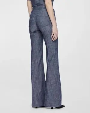 CALLAS MILANO Tonne High-rise Flared Denim Pants - Navy