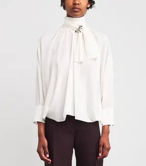 Max Mara Silk Crepe De Chine Blouse - White