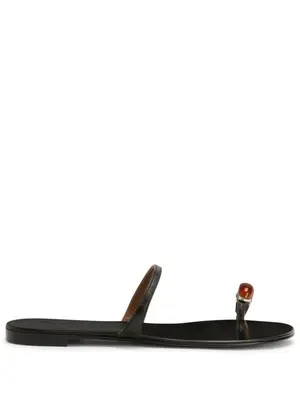 GIUSEPPE ZANOTTI Acates Ring Leather Sandals - Black