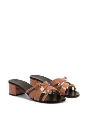 GIUSEPPE ZANOTTI 40mm Alhima Buckle Leather Sandals - Neutrals