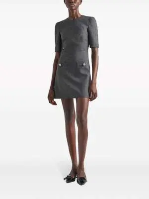 Prada Button-embellished Virgin Wool Mini Dress