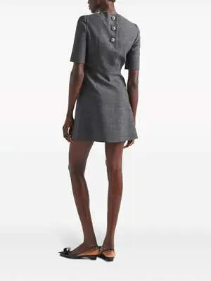 Prada Button-embellished Virgin Wool Mini Dress